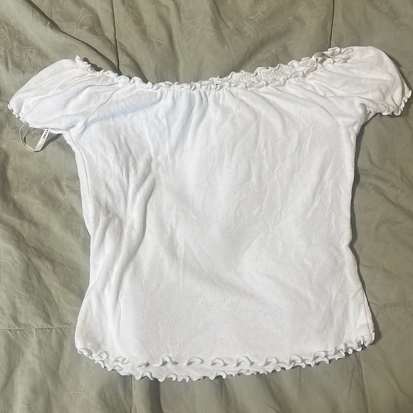 Forever 21 | Tops | White Ruffled Off The Shoulder Crop Top | Poshmark